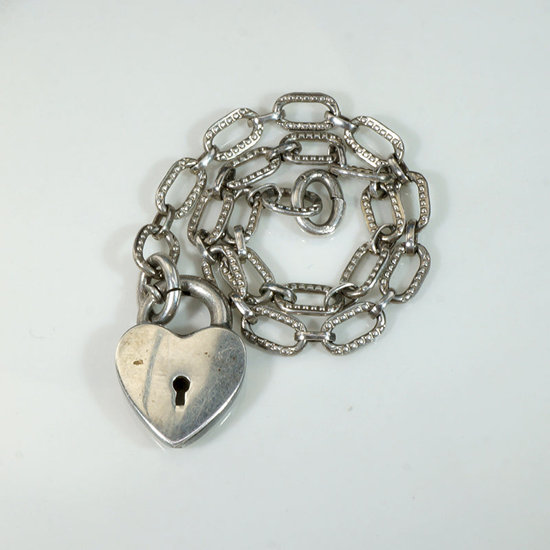 Adorable Victorian Revival Sterling Heart "Lock" Bracelet – GSL
