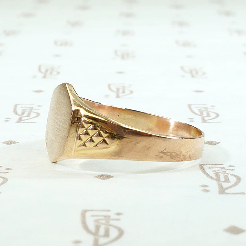 Hexagonal Face 18k Rose Gold Signet Ring – GSL