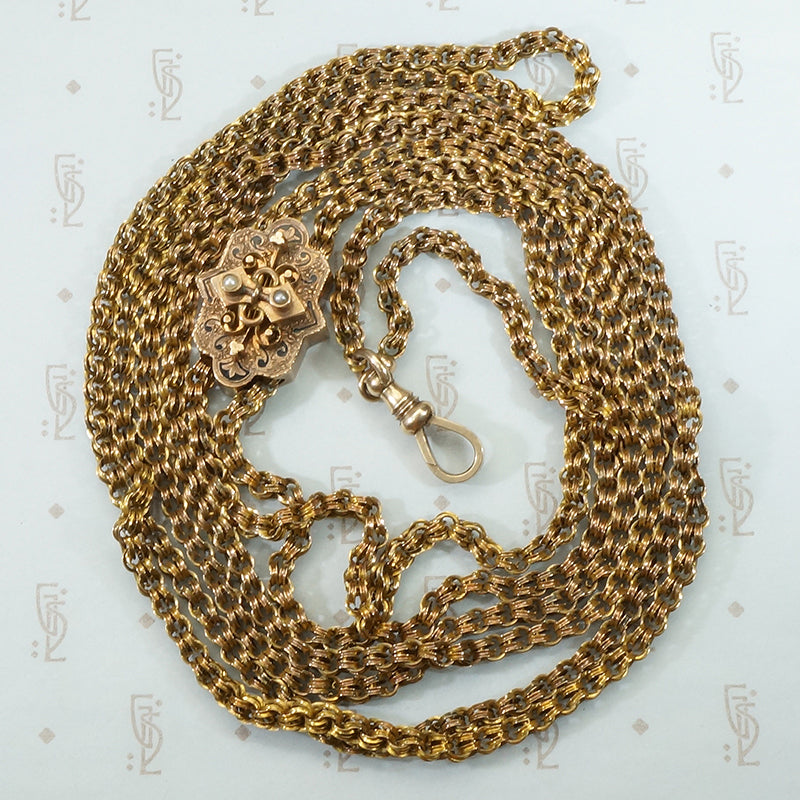 Large and Extra Long Antique Gold Slide Chain – GSL